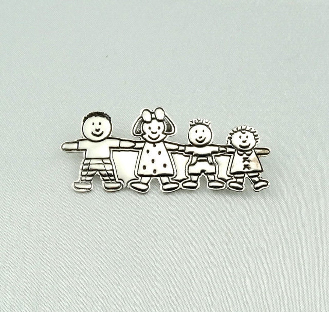 Four Happy Kids Sterling Silver Brooch/pin FREE SHIPPING! #4KIDS-BR9 - Etsy
