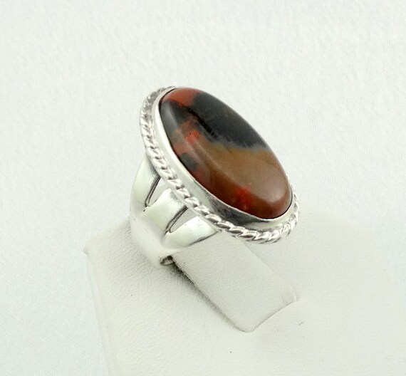 Vintage Scenic Yellowstone Agate Sterling Silver Ring… - Gem