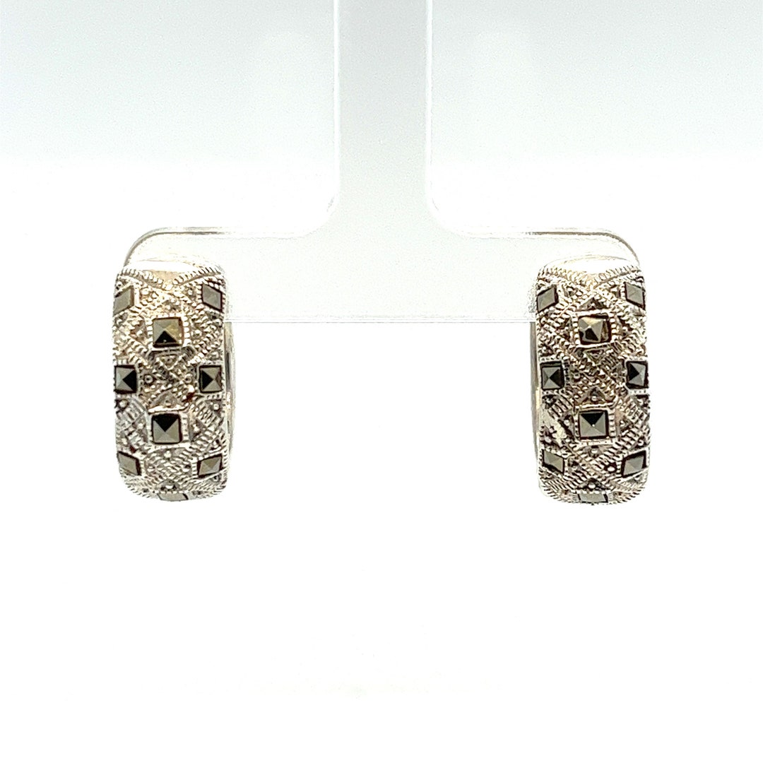 Beautiful Vintage Sterling Silver Reversible Hoops With Rhinestone ...