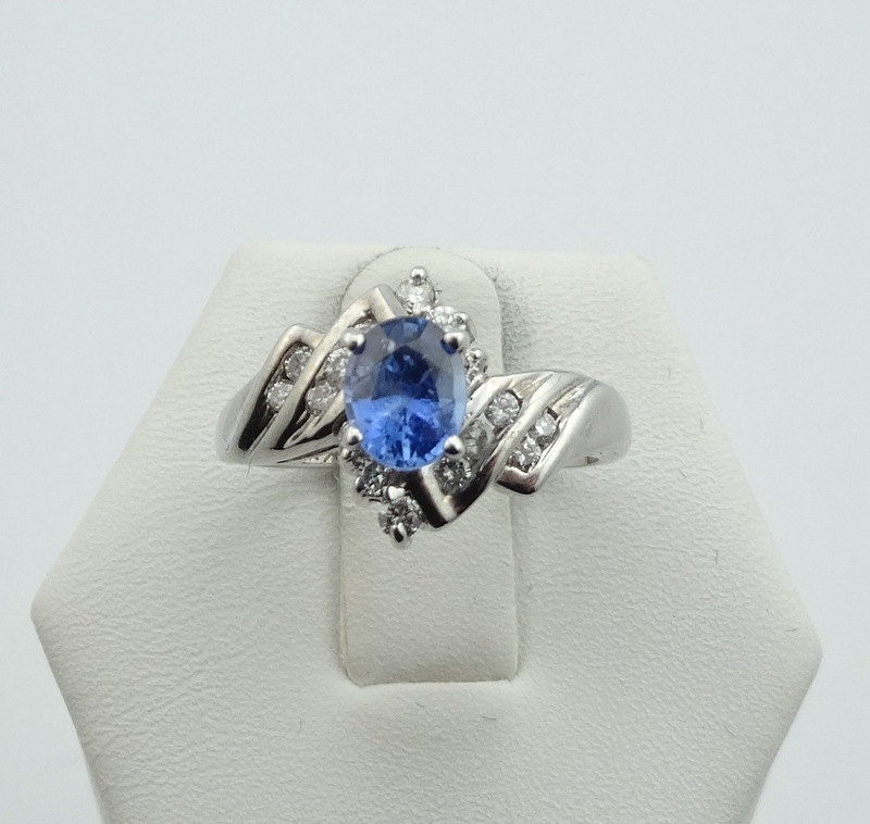Stunning Vintage Tanzanite And Diamond 14K White Gold Ring | Etsy