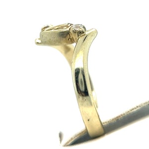 Unique Vintage Diamond and 14K Solid Yellow Gold CTR Shield Ring Size 4 ...