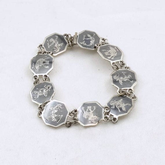 Antique Siam Thai Dancers and Elephants Sterling Silv… - Gem