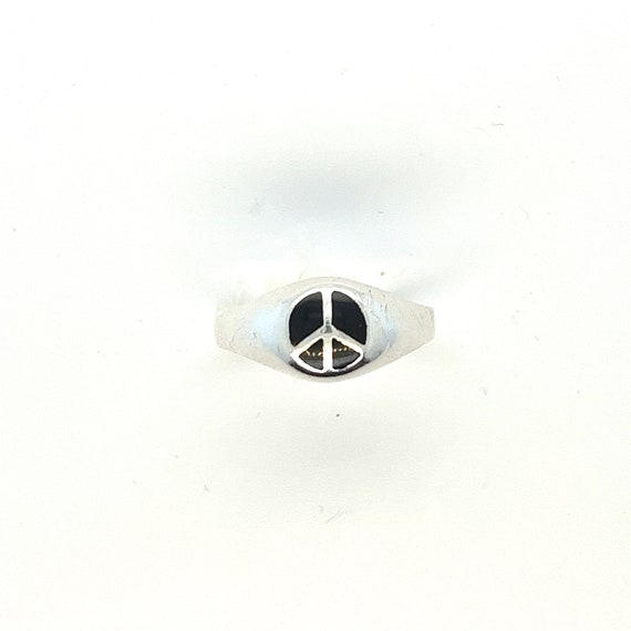 Bold Vintage Peace Symbol With Black Inlay On Sterlin… - Gem