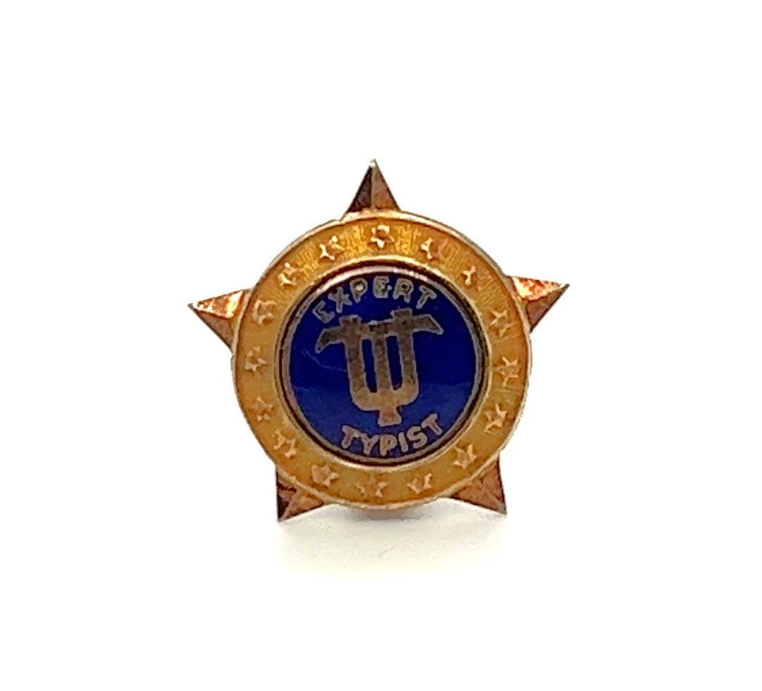 Collectable Expert Typist Rare Vintage 10K Gold and Enamel Brooch/pin ...