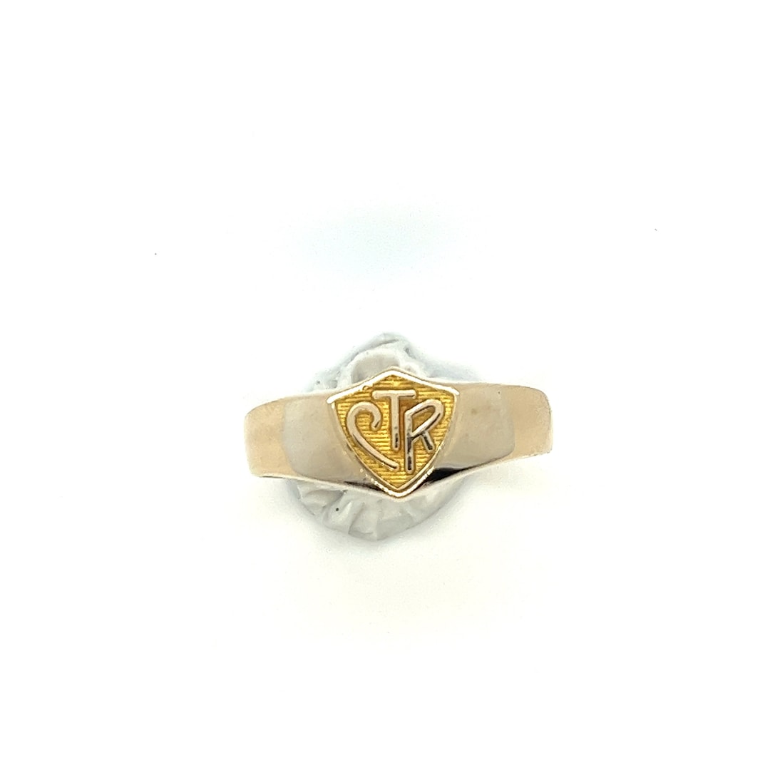 Vintage 14K Solid Yellow Gold CTR Shield Ring Large Size 11 FREE ...