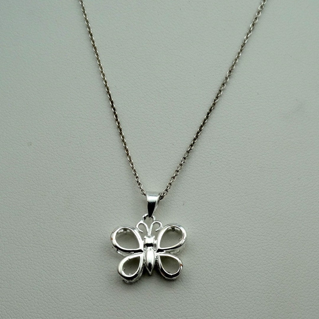 Fun Little Sterling Silver Butterfly and 16 Inch Sterling Silver Chain ...