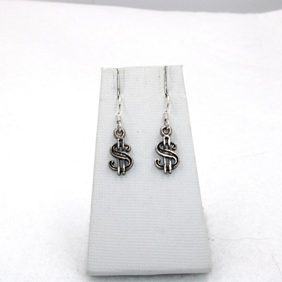 Fun Vintage Sterling Silver Dollar Sign Dangle Earrin… - Gem