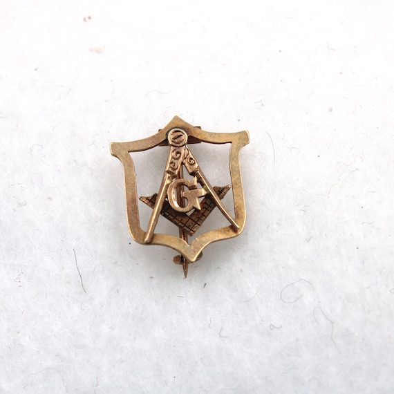 Rare 14K Vintage Yellow Gold Masonic Pin/Brooch FREE … - Gem
