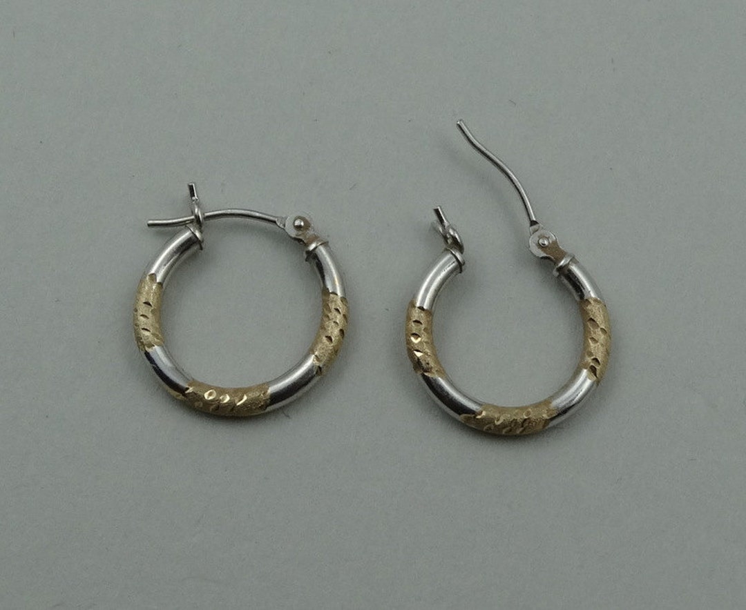 Classy Two-tone 14K Hollow Loop Earrings FREE SHIPPING! #2TONE-ERG1 - Etsy