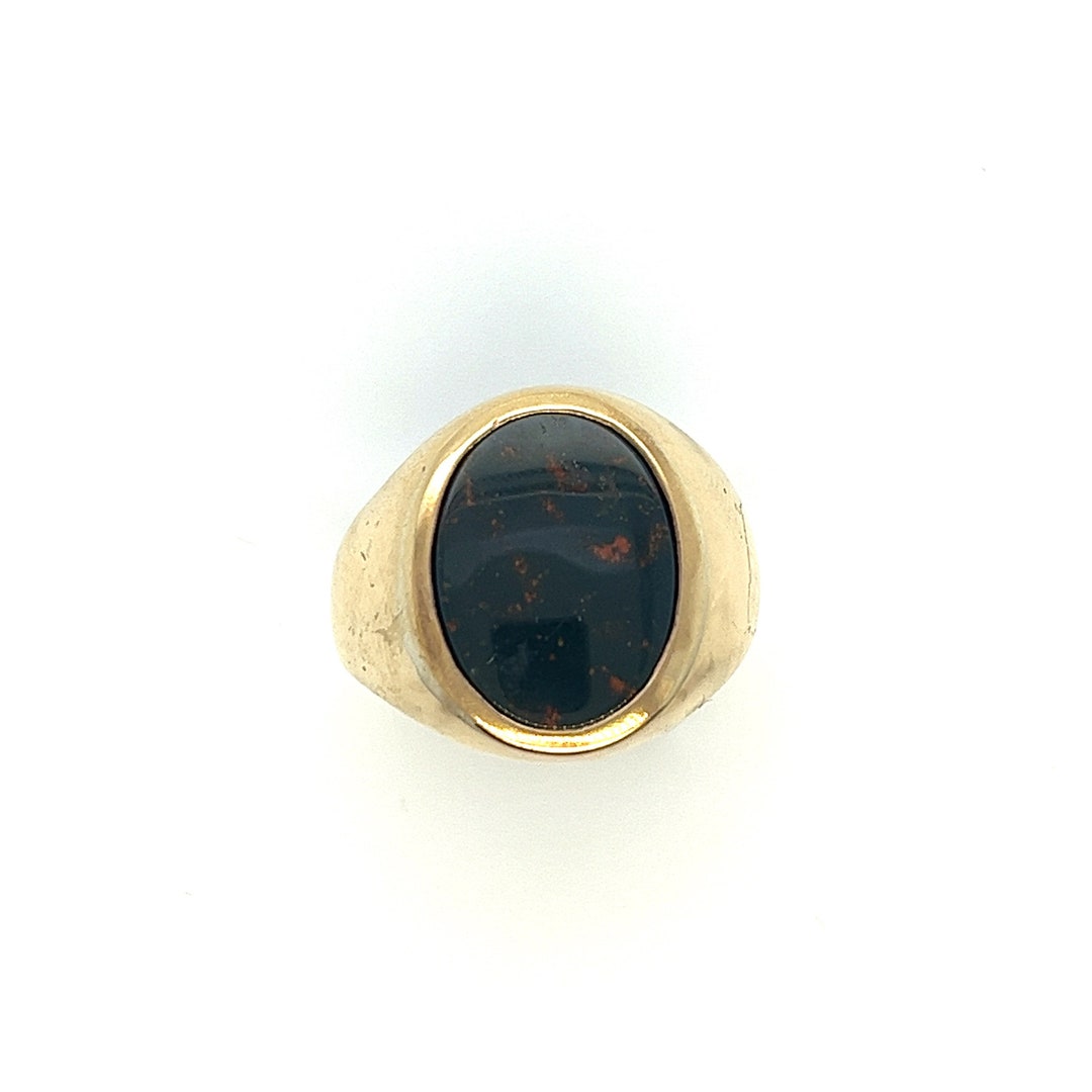 Unique Vintage Bloodstone 10K Yellow Gold Ring Size 9 FREE SHIPPING! # ...