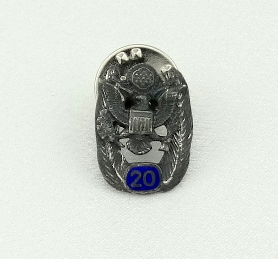 Vintage 25 Year Veteran Sterling Silver Lapel Pin FRE… - Gem
