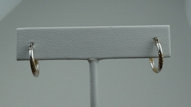 Classy Two-tone 14K Hollow Loop Earrings FREE SHIPPING - Etsy