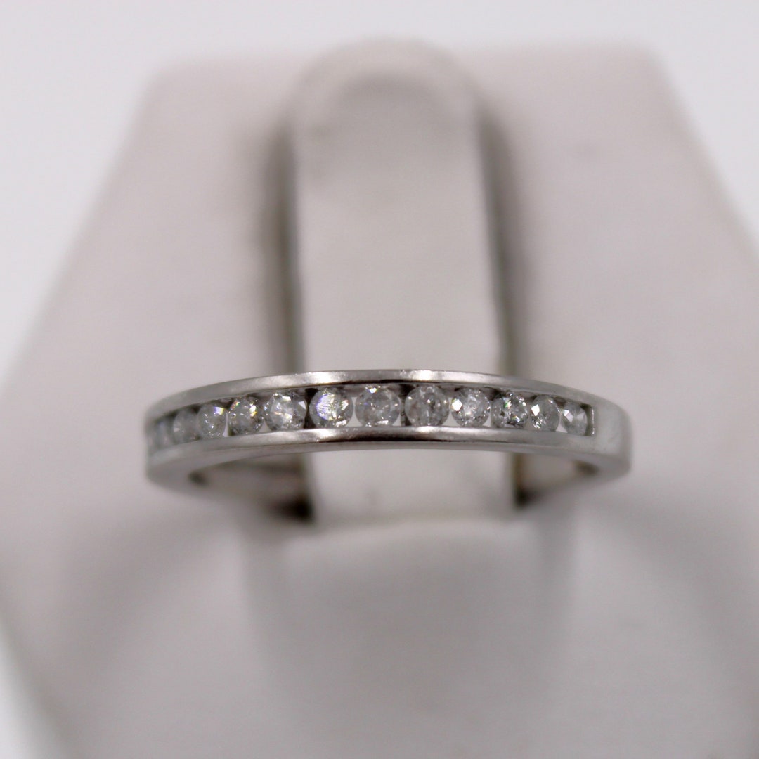 Classic Affordable Channel Set Diamonds in A 10K White Gold Wedding ...