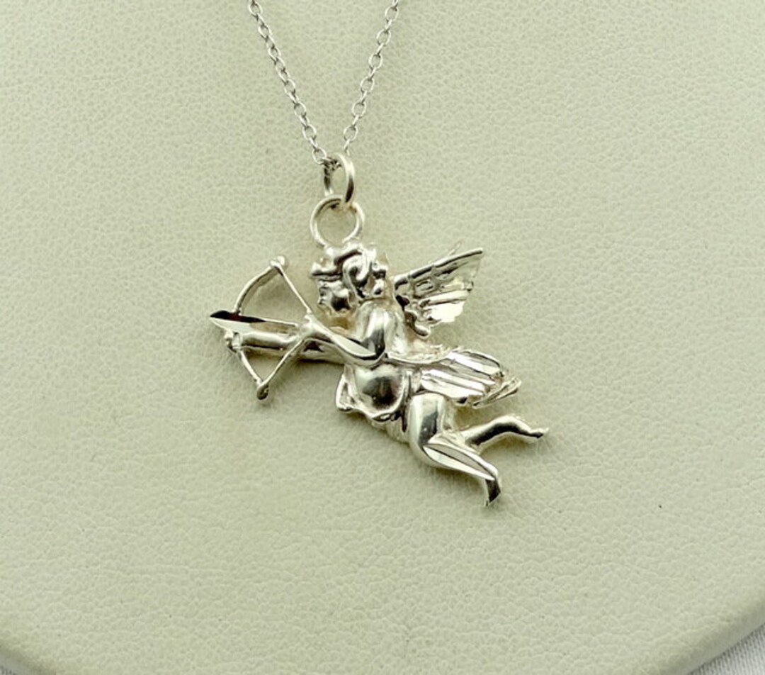 Cupid Draw Back Your Bow...vintage Sterling Silver Cupid Pendant With ...