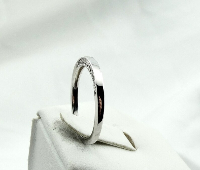 Dazzling Side Set Pave Diamonds in an 18K White Gold Band FREE | Etsy