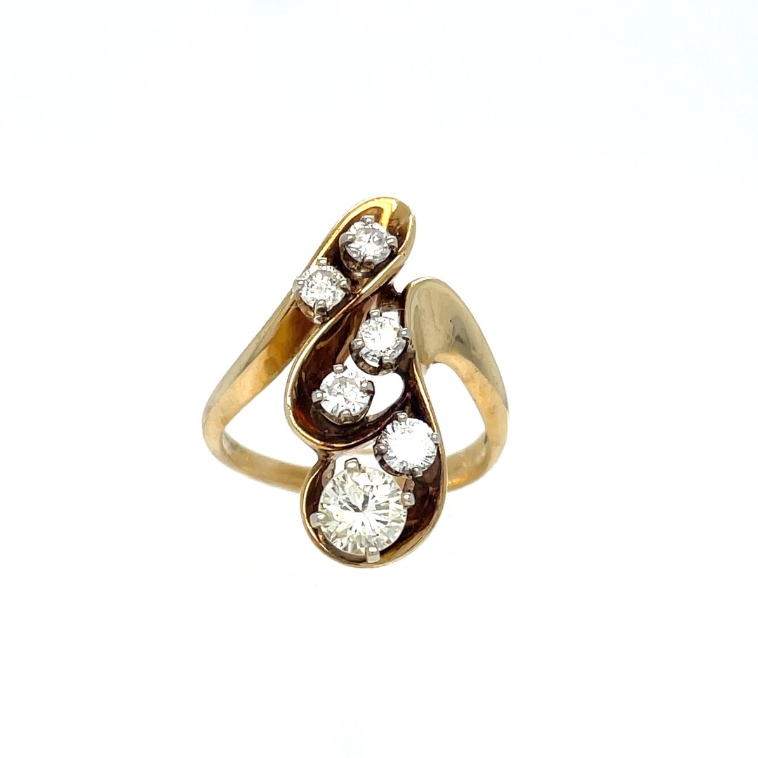 Brilliant Multi-diamond Avant Garde Ring in 14K Yellow Gold Size 6 1/2 ...