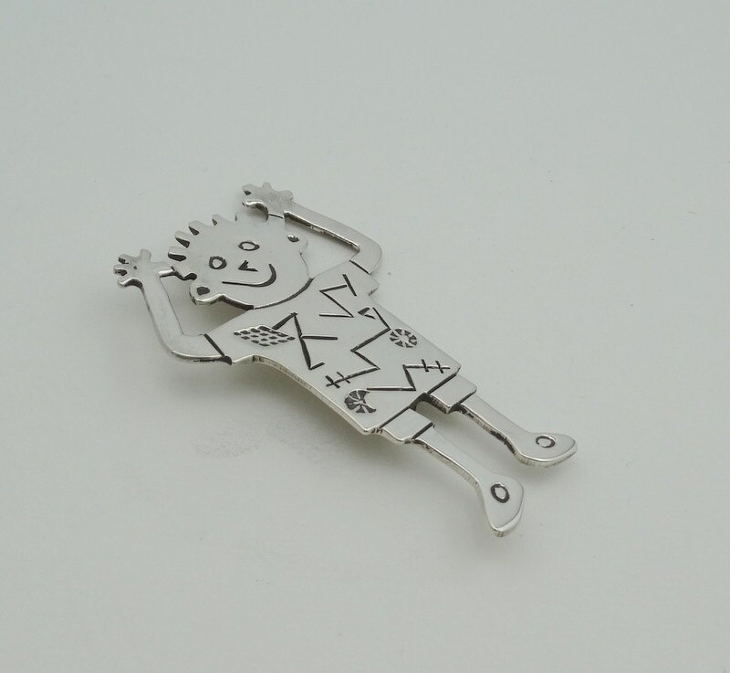 Fun happy Kid Pin in Sterling Silver FREE | Etsy