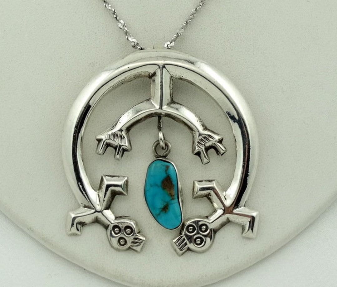 Stunning Blue Turquoise Yeii Bi Cheii Native American Folk Art Sterling ...