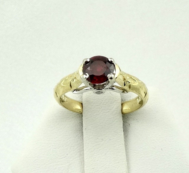 Rojo intenso 1 quilate Rubí y diamante 18K oro amarillo anillo - Etsy ...