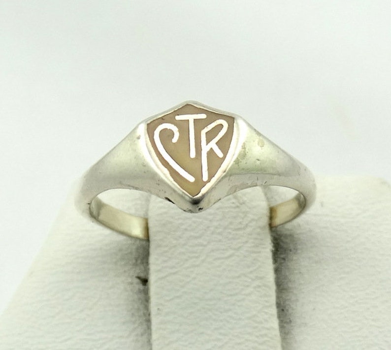 Vintage Champagne Enamel Sterling Silver CTR Ring Childs Size - Etsy