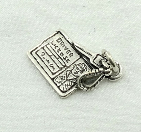 Drivers License and Keys Vintage Sterling Silver Char… - Gem