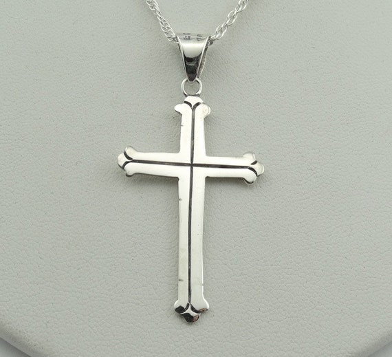 Simple Vintage Solid Sterling Silver Cross Pendant F… - Gem