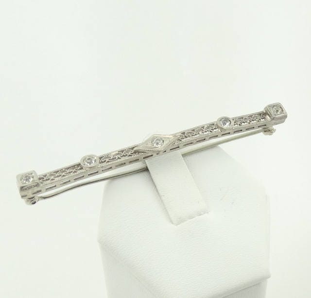 Antique Bar Brooch/pin Sterling Silver and Rhinestones FREE - Etsy