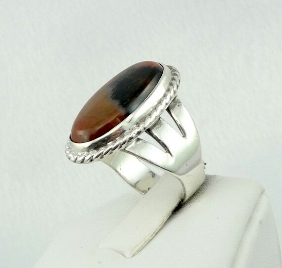 Vintage Scenic Yellowstone Agate Sterling Silver Ring… - Gem