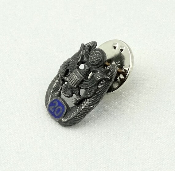 Vintage 25 Year Veteran Sterling Silver Lapel Pin FRE… - Gem