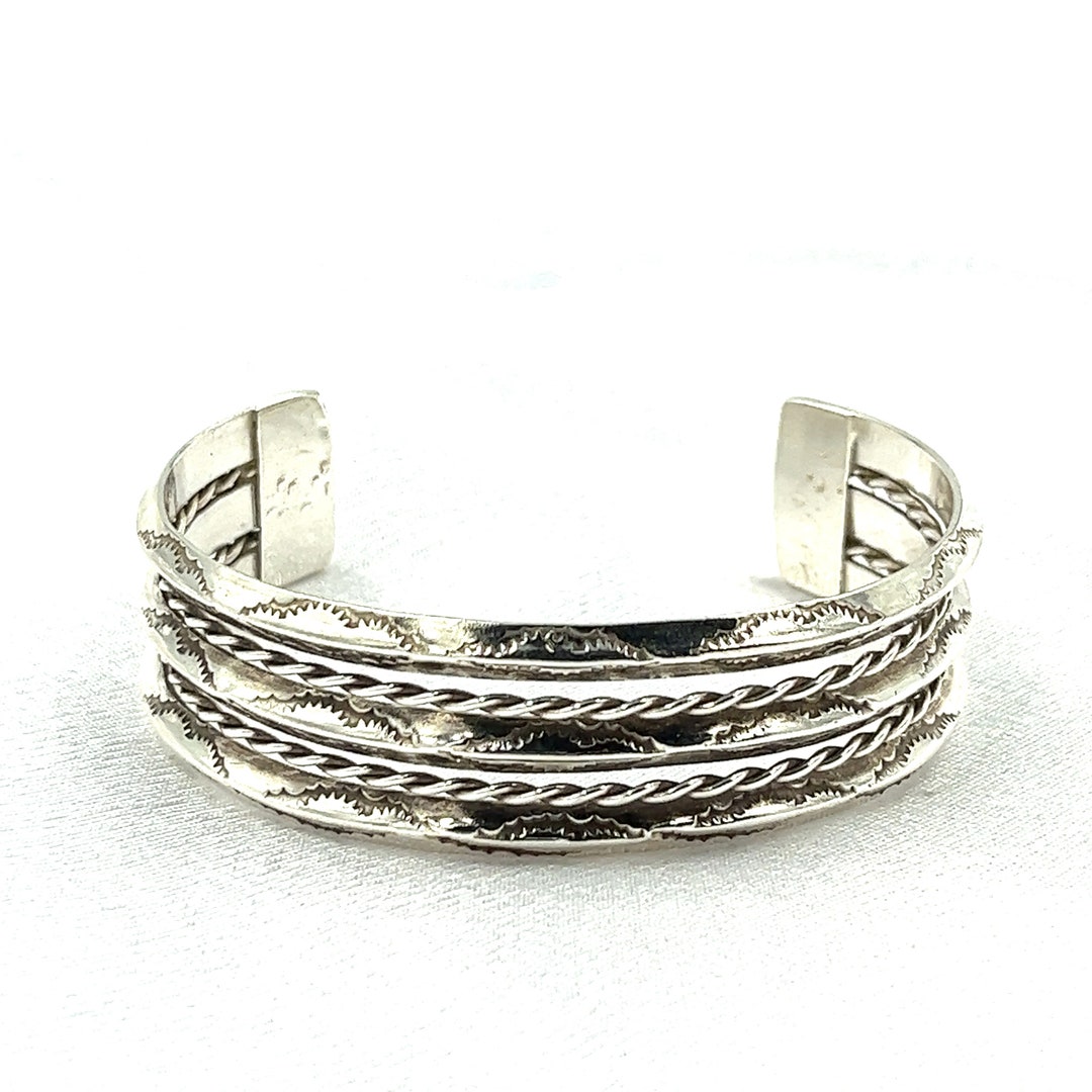 Unique Southwest Native American Double Rope With Stamped Design Solid ...