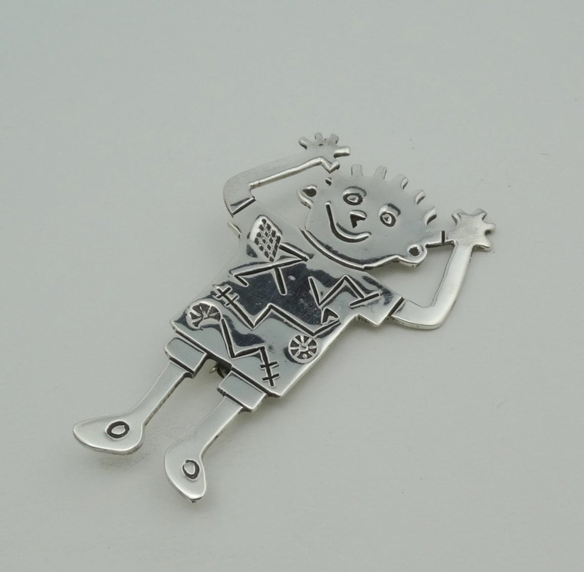 Fun happy Kid Pin in Sterling Silver FREE | Etsy