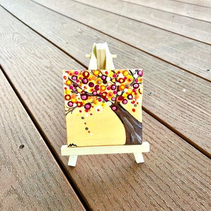 Mini Canvas Painting, Fall Leaves, Fall Landscape, Autumn Painting, 3 ...