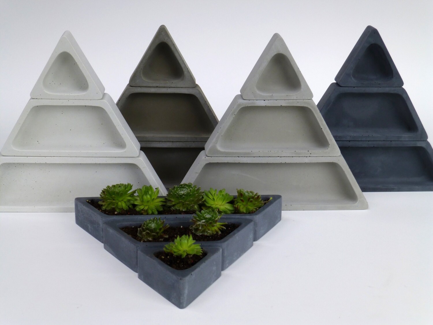 Concrete Succulent Planter Set Triangular - Etsy