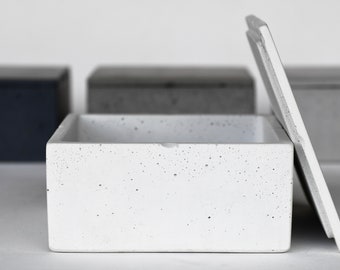 Concrete and Walnut Lid Square Box - Etsy