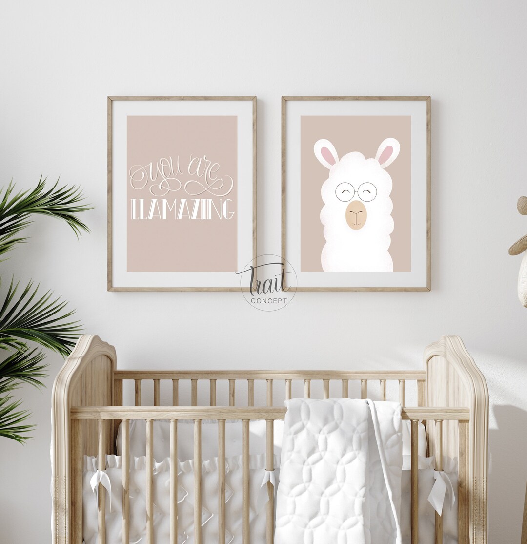 Baby Girl Llama Nursery Decor - Baby Girl Wall Decor - Set of 2 Prints ...