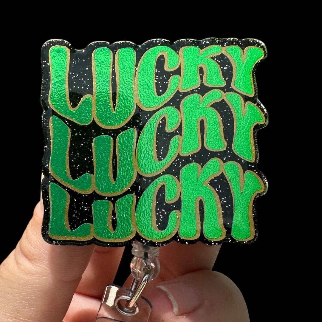 St. Patrick’s Day Irish Good Luck Badge Holder, Lucky Lucky Lucky Reel ...