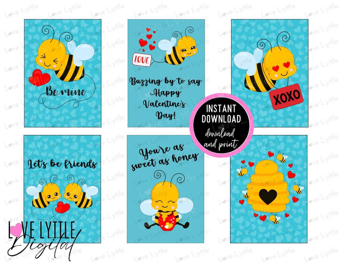 Bee Mine Kids Valentine's Printable , Classroom Valentine's Cards, Bee ...