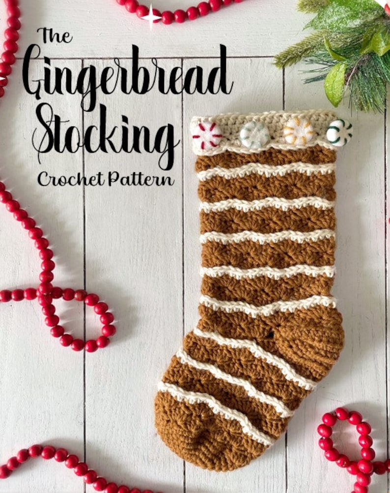 The Gingerbread Stocking Crochet Pattern Christmas Stocking - Etsy