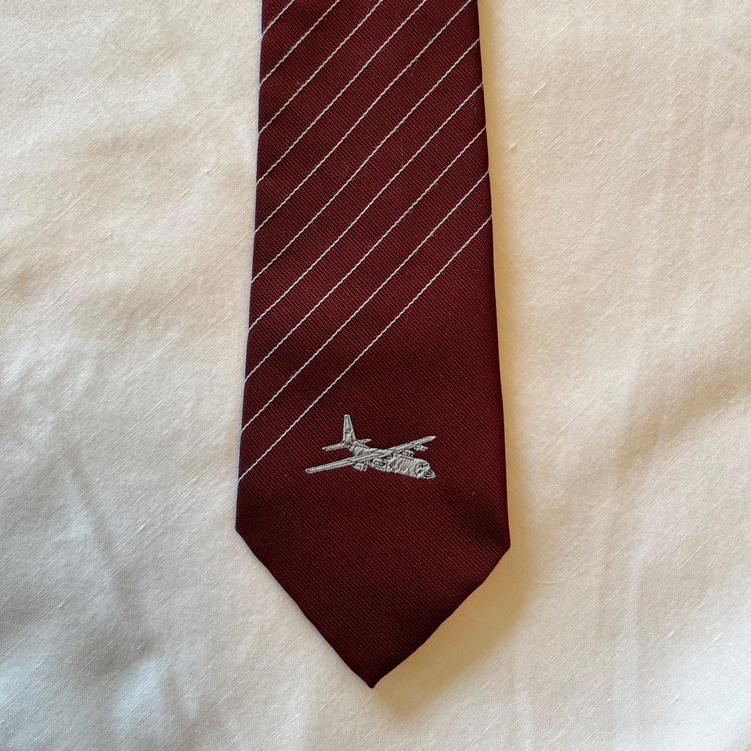 Embroidered Lockheed C-130 Airplane Tie Burgundy, Vintage 1990s - Etsy