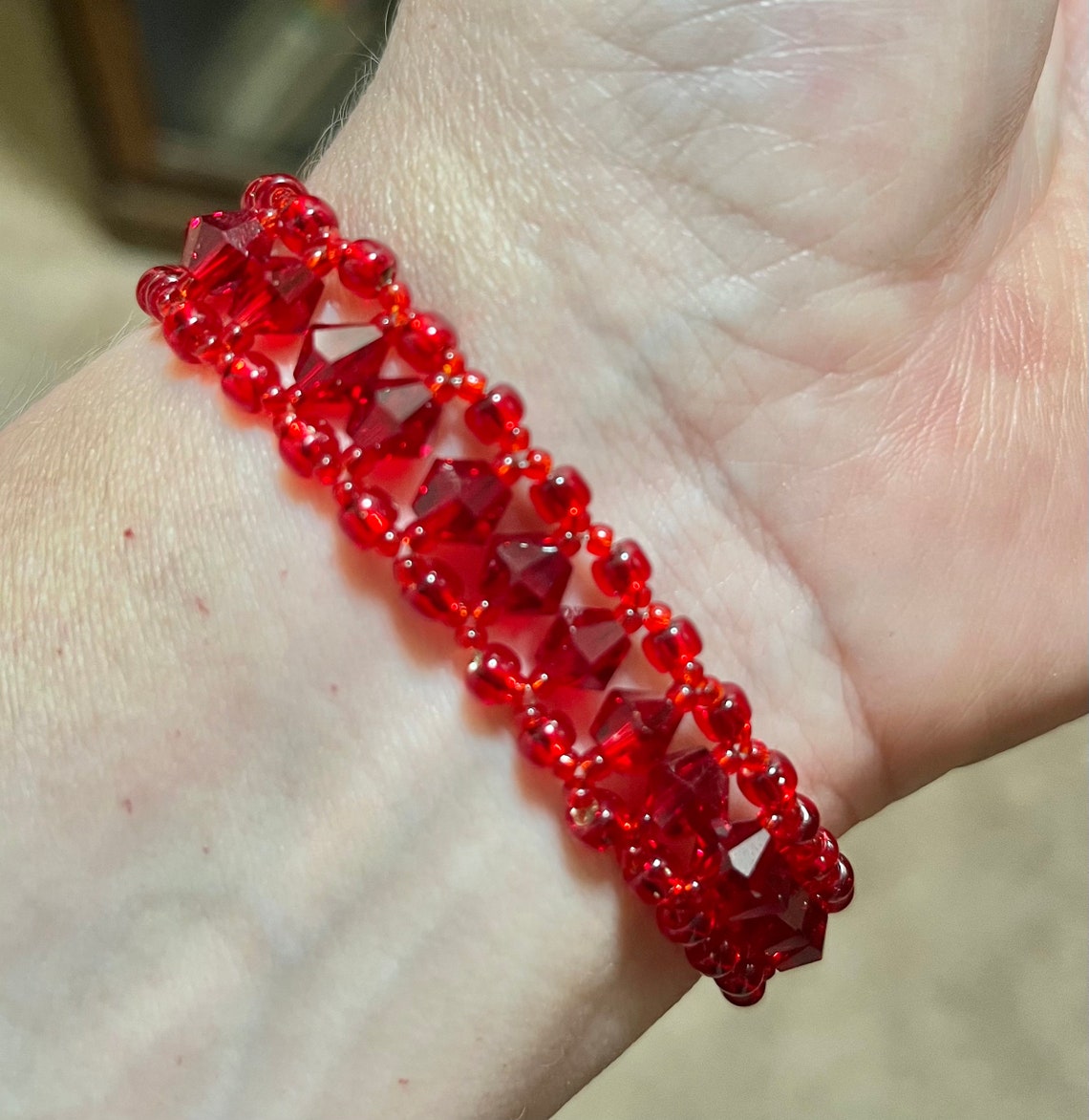 Go Big Red Nebraska Huskers Handwoven Beaded Bracelet Silver Box Clasp ...