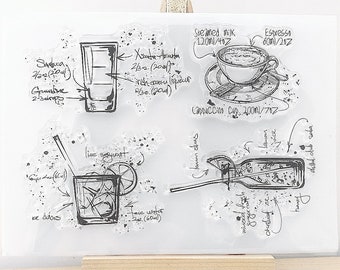 Cocktail Rubber Stamp | Etsy