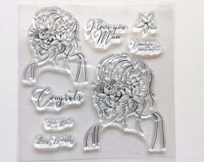 Dreamy Girl Stamp, Girl Clear Transparent Stamp, Long Hair Girl Rubber ...