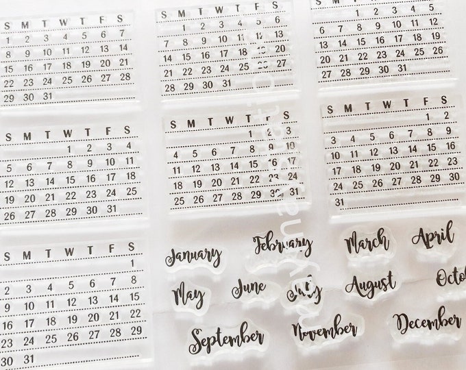 Calendar Clear Stamp, Months of the Year Stamps, Days of the Month ...