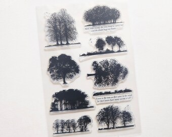 Tree Stamp, Trees Clear Transparent Stamp, Tree Silhouette Rubber Stamp ...