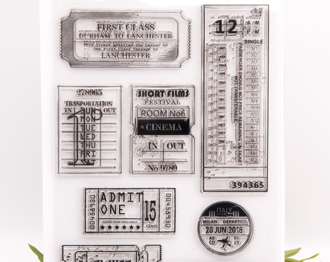 Vintage Ticket Stamp, Retro Tickets Clear Transparent Stamp, Ticket ...