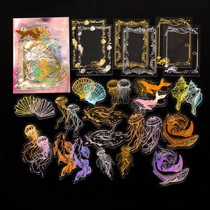 30 Pcs Marine Life Holographic Sticker, Shiny, Iridescent, Junk Journal ...