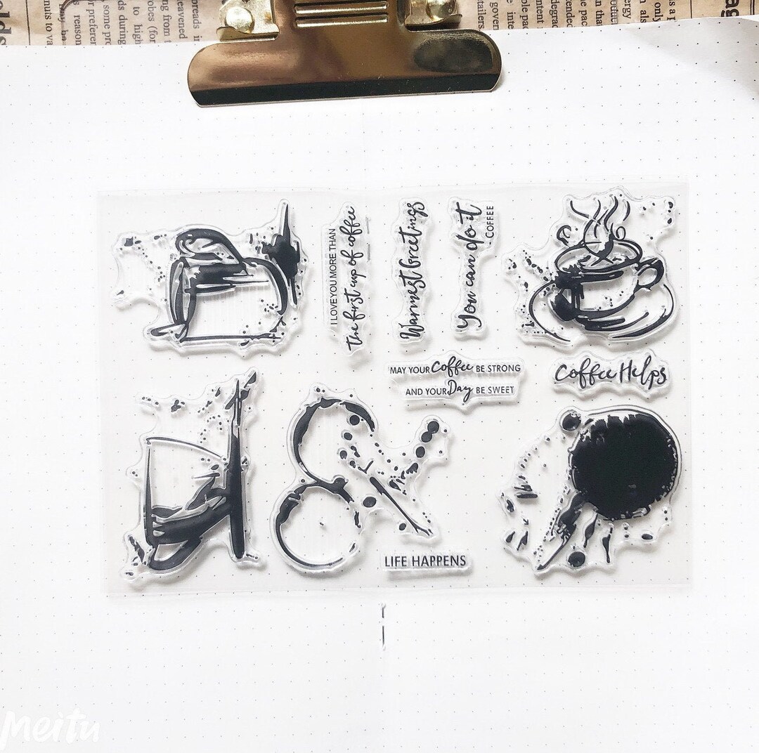 Coffee Cup Stamp, Coffee Stains Clear Transparent Stamp, Splatter ...