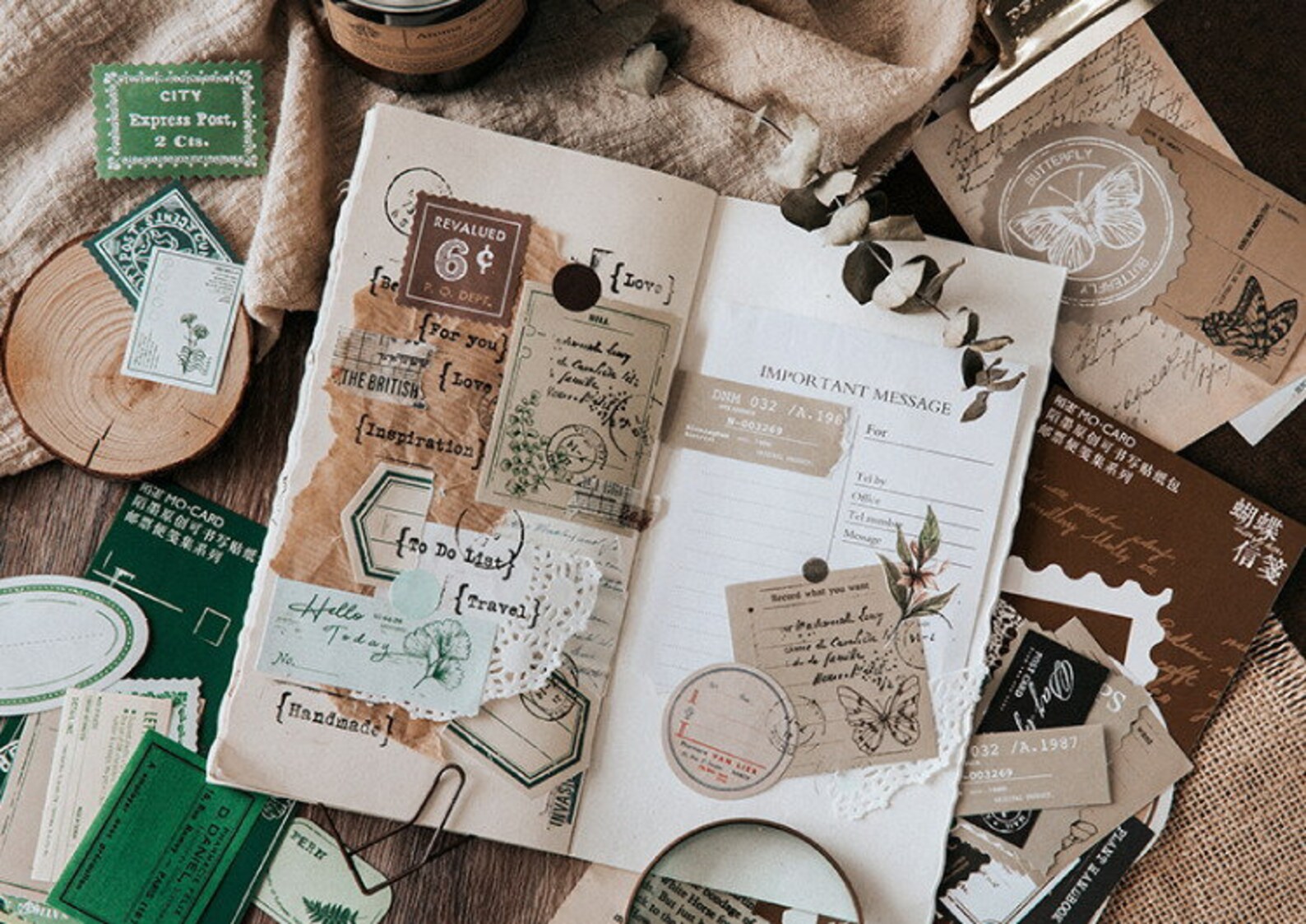 40 Pcs Green Vintage Labels Sticker Memo Sticker Flakes | Etsy