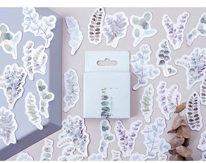 45 PCS Eucalyptus Leaf Sticker, Leaves Sticker Flakes, Stickers, Bullet ...