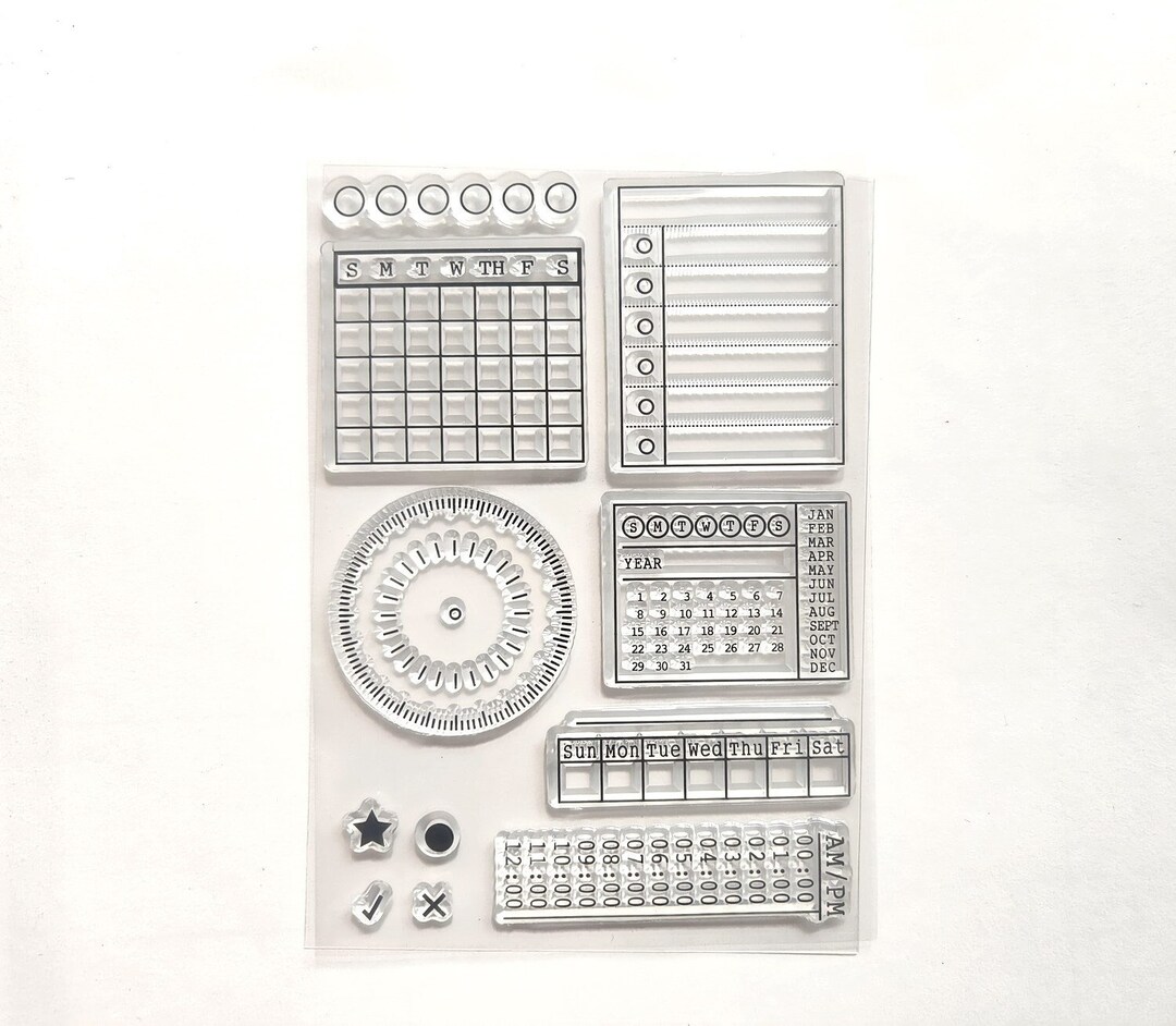 Date and Schedule Stamp, 12 Hours Timeline Clear Stamp, Planner Stamps ...